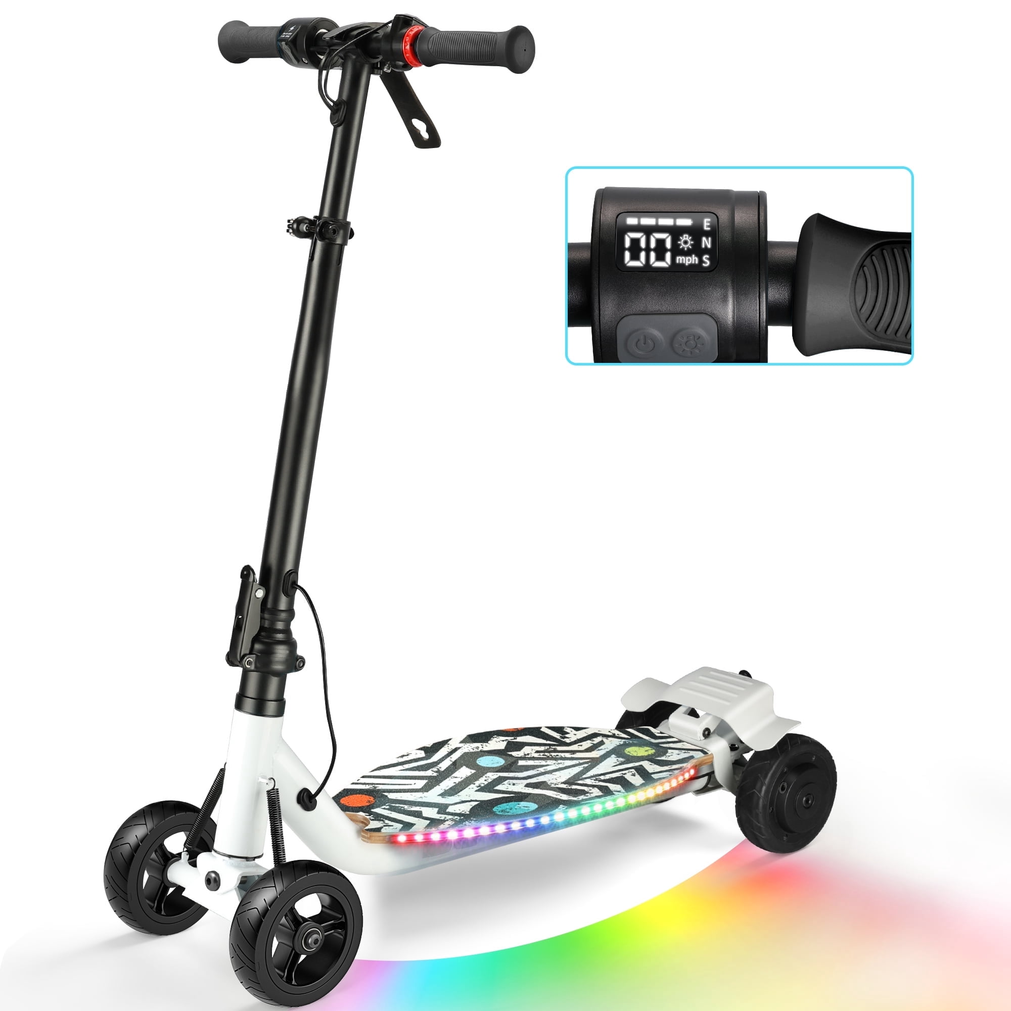 TOKTOO Kids Electric Scooter, 4-Wheeled, 250W Motor, 10Mph, LED Display ...
