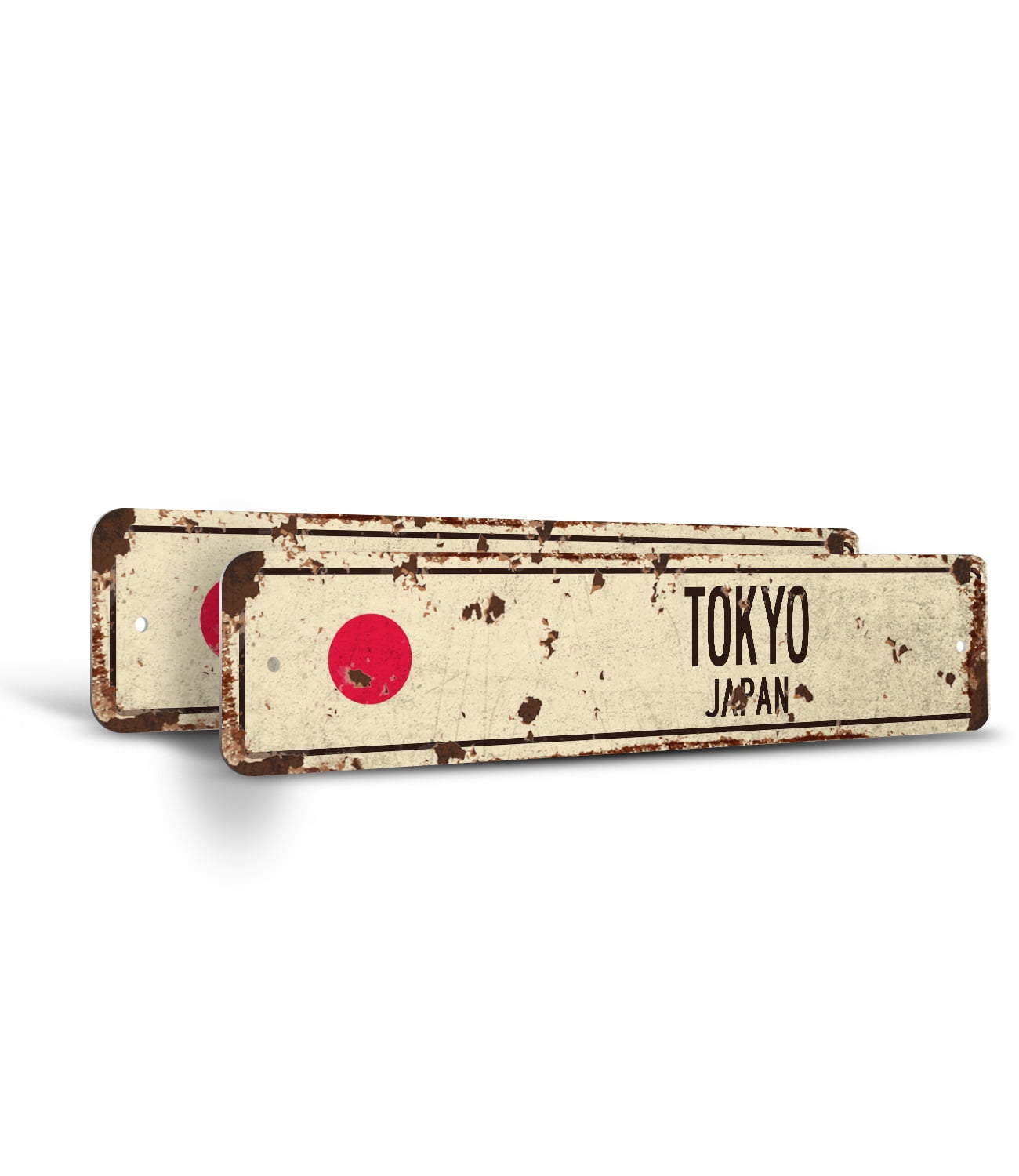 TOKYO JAPAN Vintage Style Rustic Street Sign – (2 Pack) Japanese Flag ...