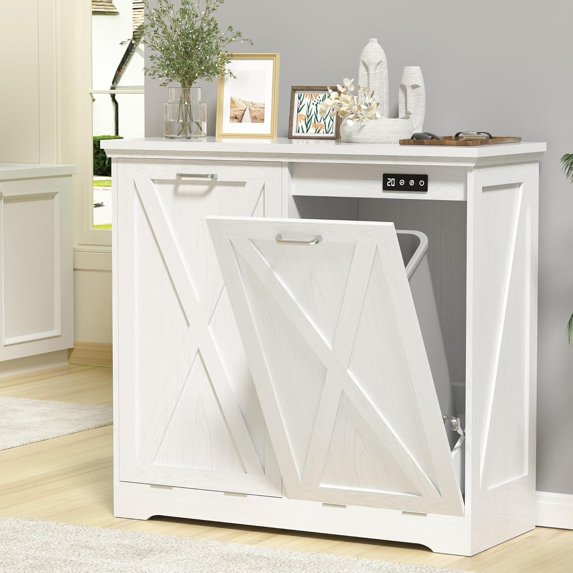TOLEAD 13 Gallon Tilt Out Trash Can Cabinet, Kitchen Trash Cabinet ...