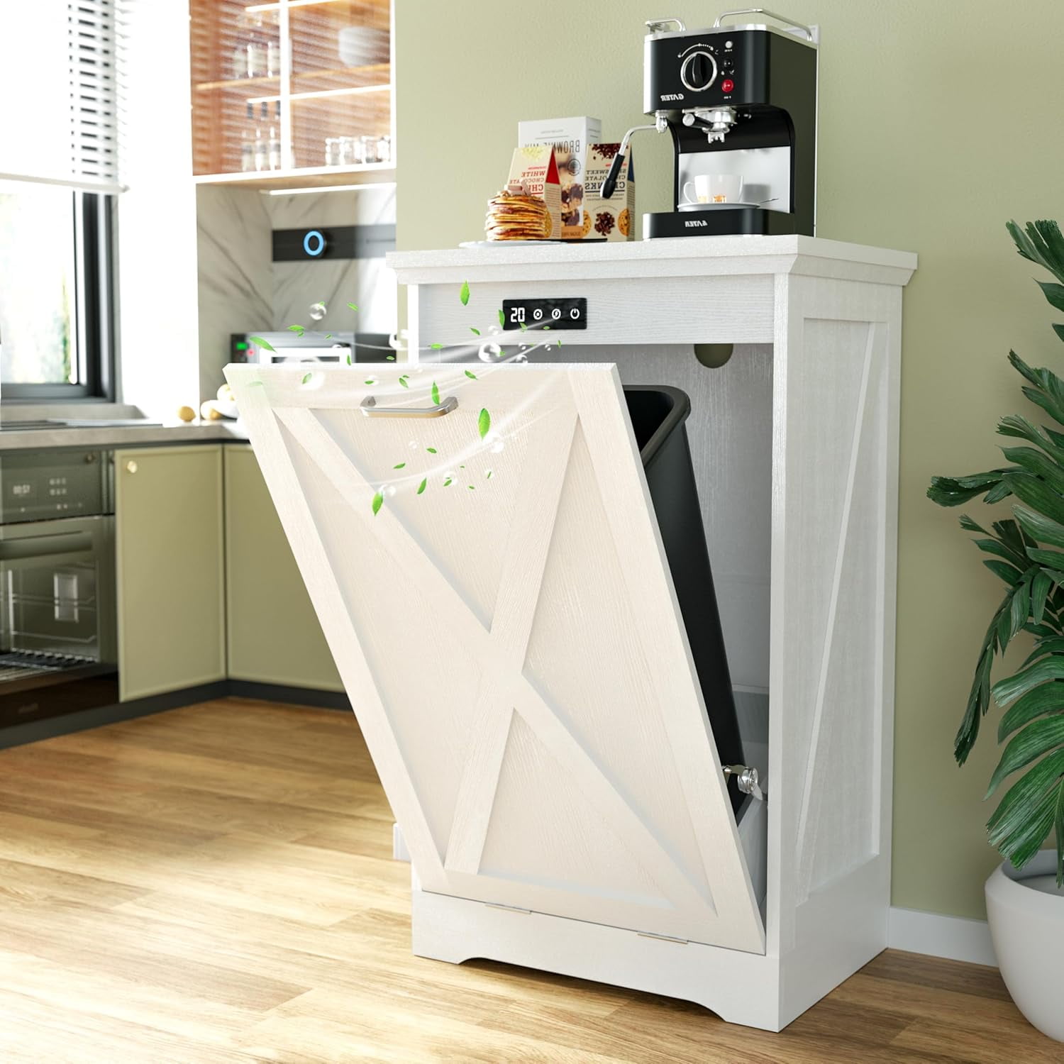 TOLEAD Tilt Out Trash Can Cabinet, Hidden Trash Bin with Deodorizing ...