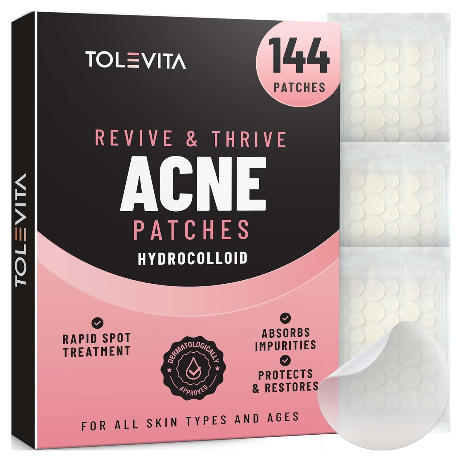 TOLEVITA - Hydrocolloid Acne Patches for Face | Blemish and Zit ...