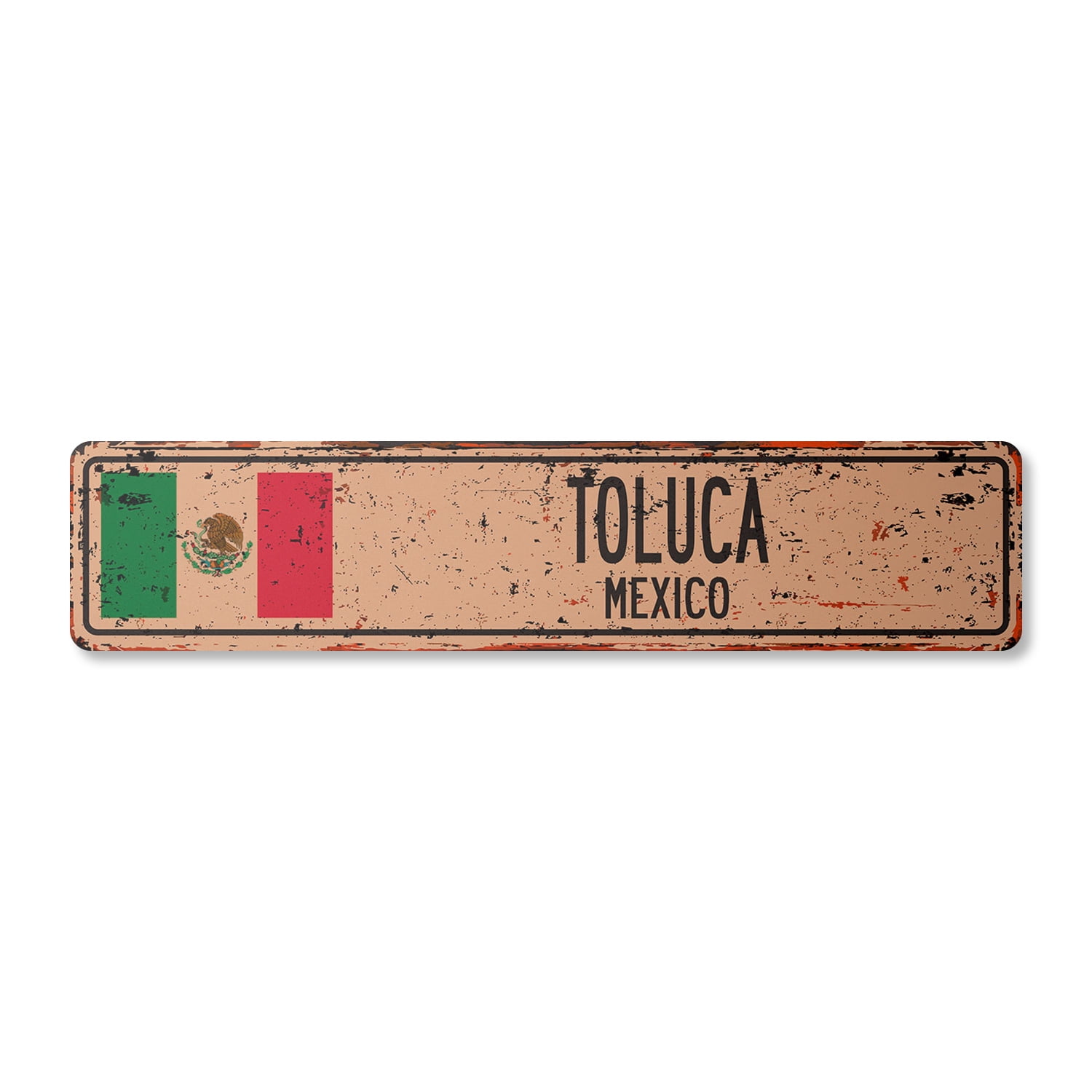 TOLUCA MEXICO Vintage Plastic Street Sign Mexican flag city country ...