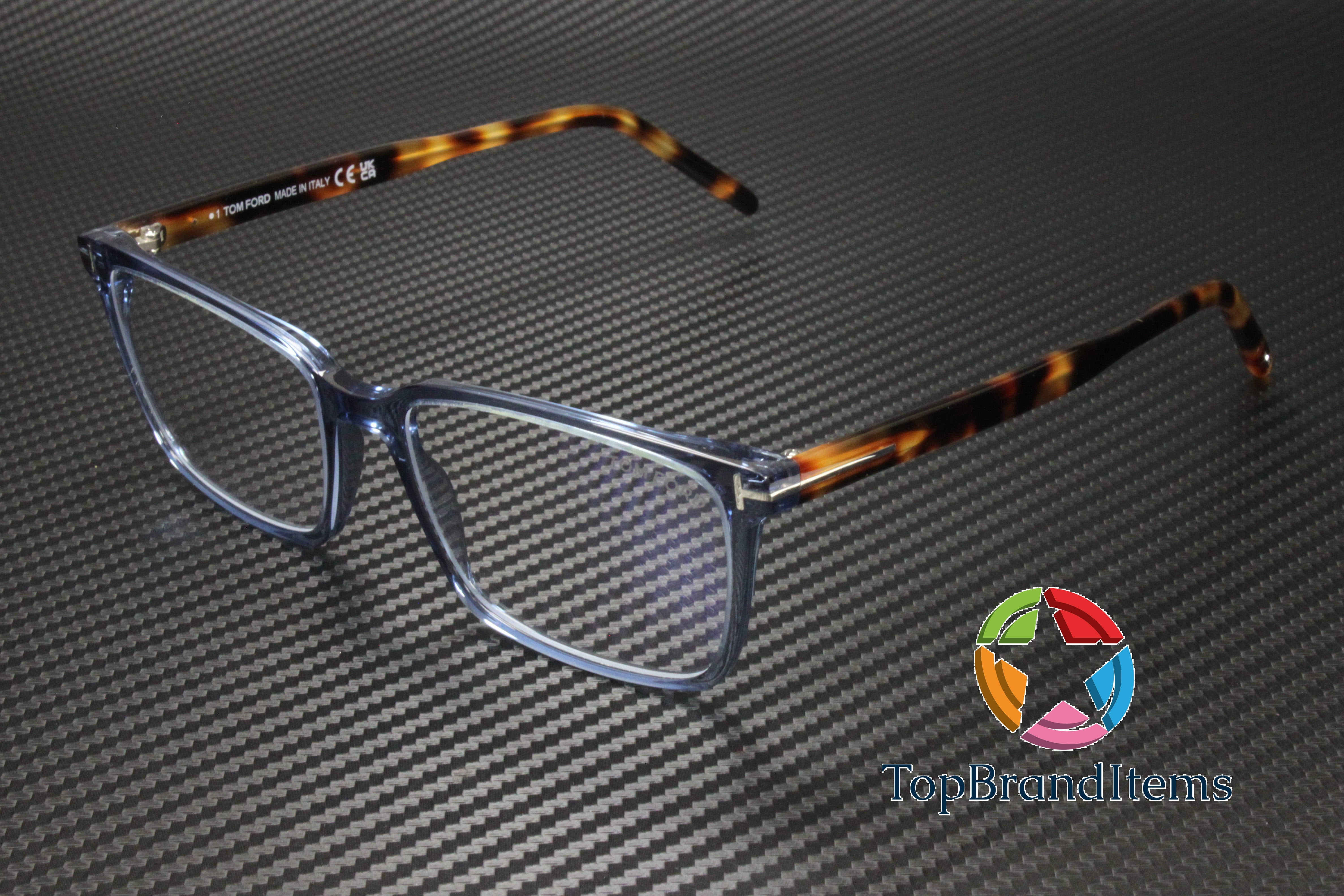 Tom Ford Eyeglasses, FT 5802 -B 090, Shiny Transparent Blue Frame ...