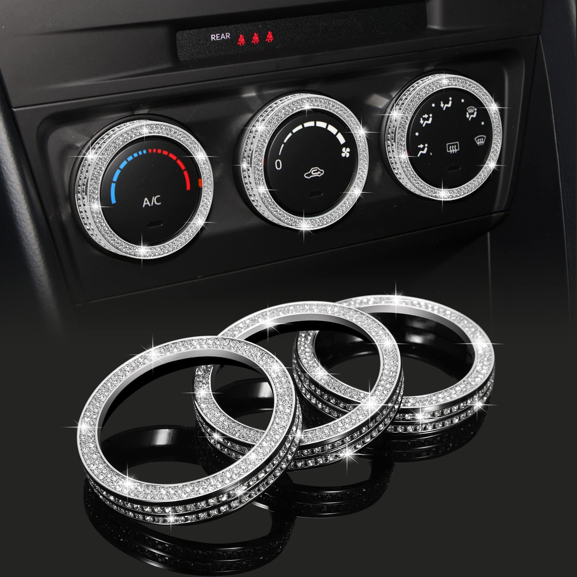 TOMALL Bling Car AC IFF17 Knob Covers Compatible CX5 CX3 Miata Center ...
