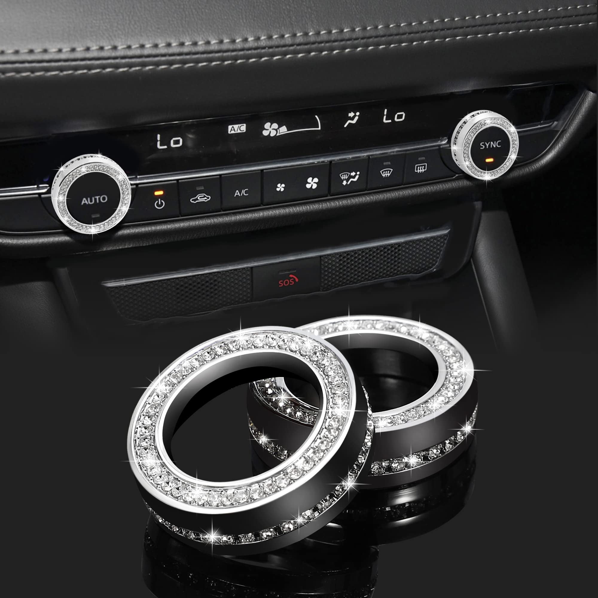 TOMALL Bling Car AC Knob Covers Compatible with 3 CX-5 CX-9 CX-30 ...