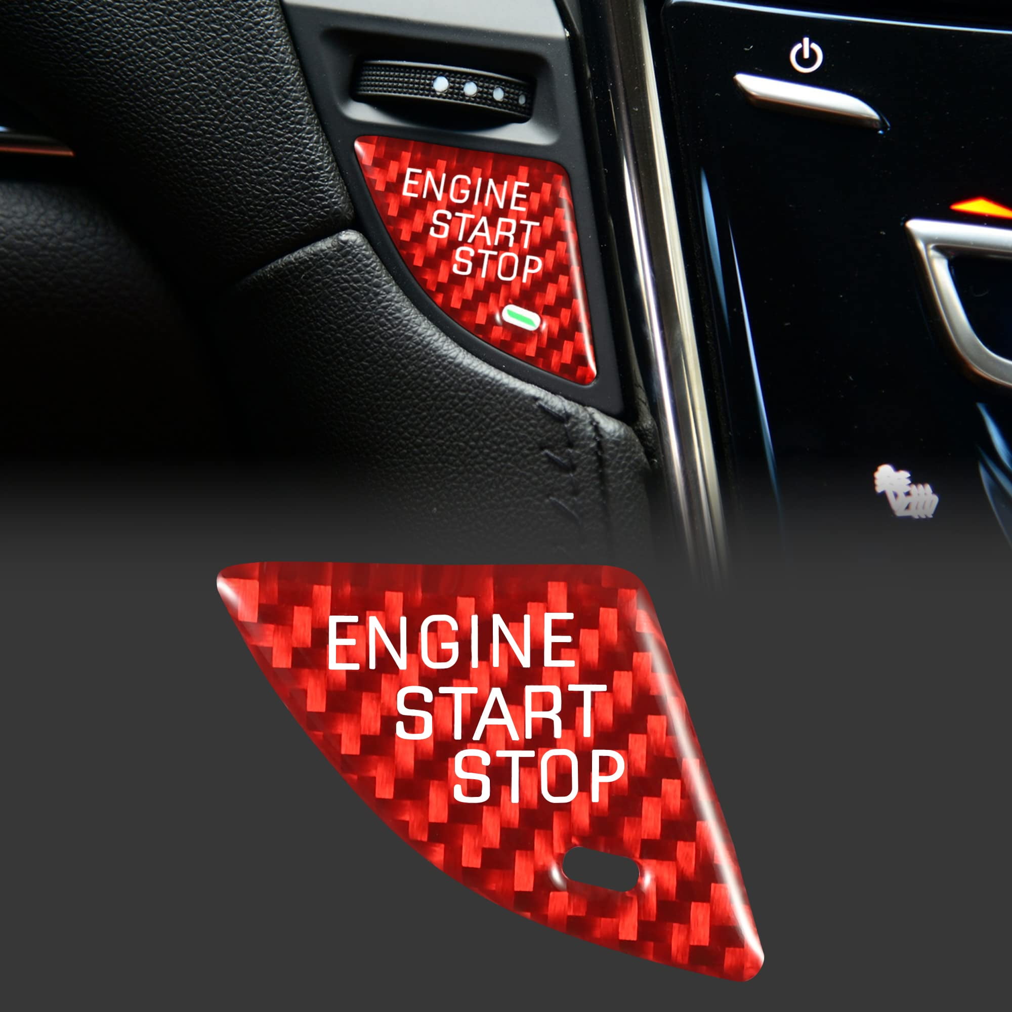 TOMALL Carbon Fiber Car Engine Start Stop Cover Sticker Compatible with ...