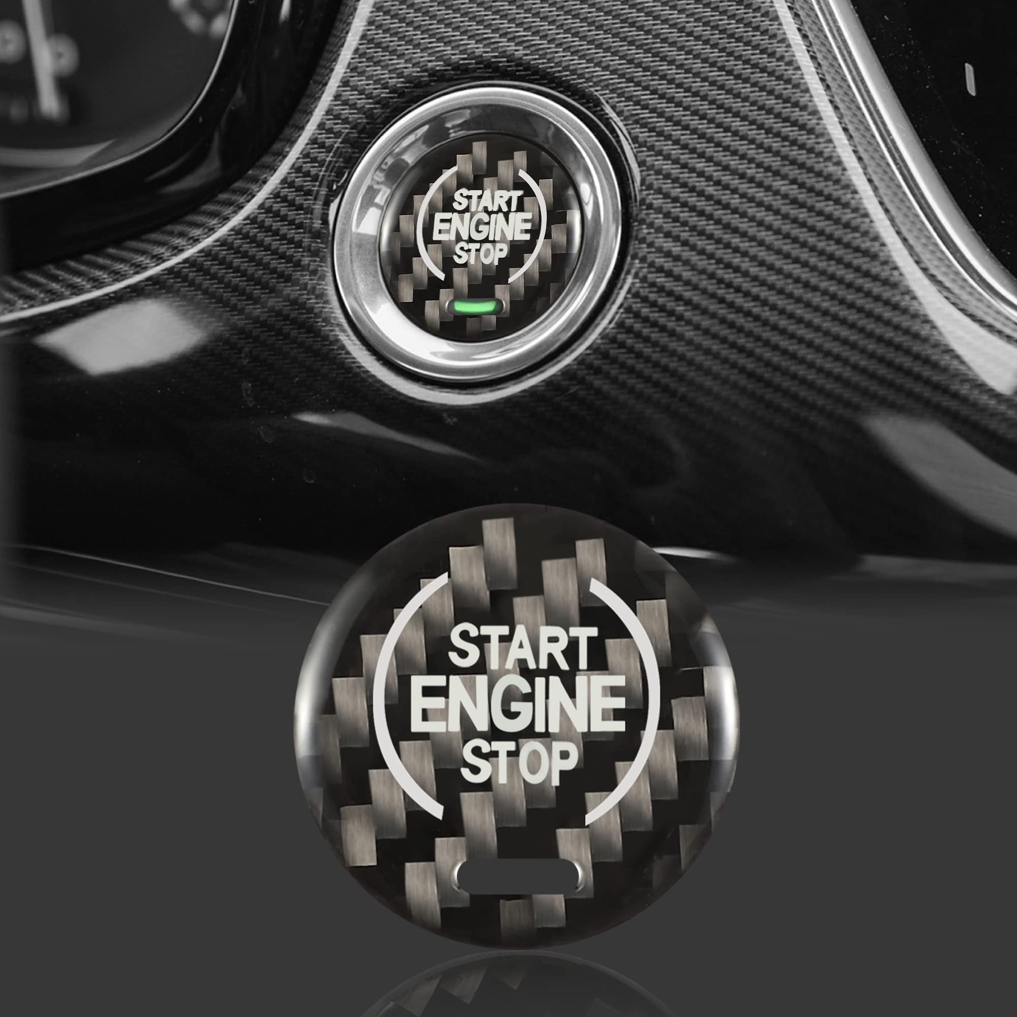 TOMALL Carbon Fiber Car KEF16 Engine Start Stop Sticker Compatible with ...