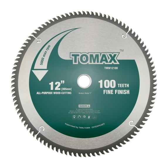 TOMAX 12-Inch 100 Tooth ATB Fine Finish Saw Blade with 1-Inch Arbor 102 ...