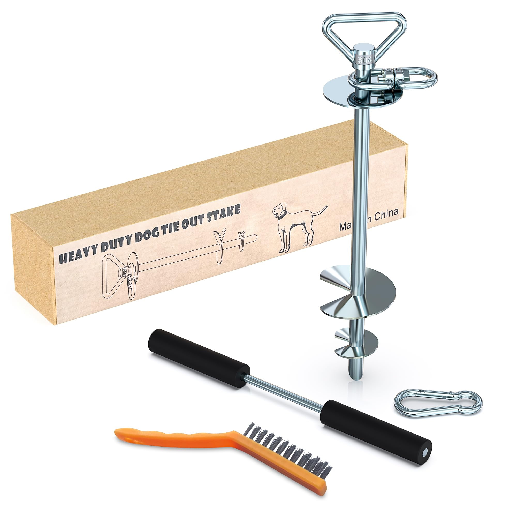 TOMBABY Dog Tie Out Stake-Heavy Duty 304 Stainless Dog Anchor, 360 ...