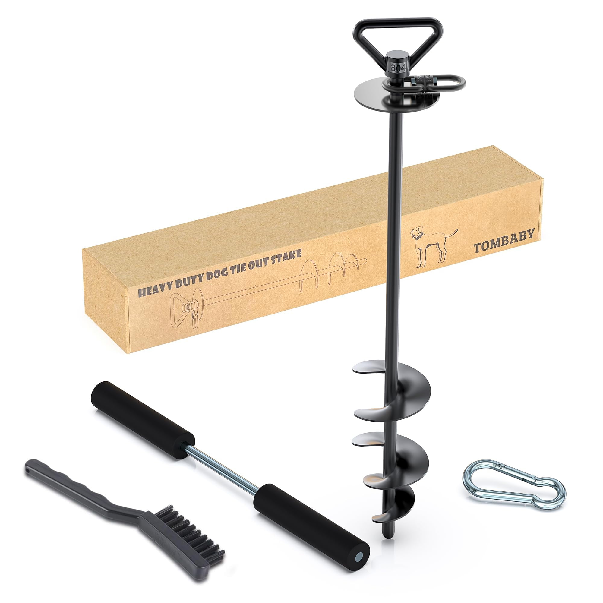 TOMBABY Tie Out Stake-Heavy Duty AIS1 304 Stainless Anchor, 360° Swivel ...