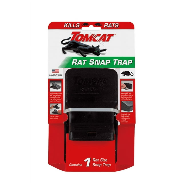 Tomcat Rat Snap Trap, 1-Pack, Easy to Set, Reusable with Removable Bait ...