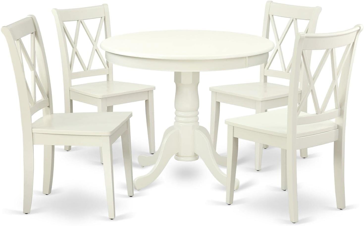 TOMEYE ANCL5-LWH-W 5 Piece Dining Table Set for 4 Includes a Round ...