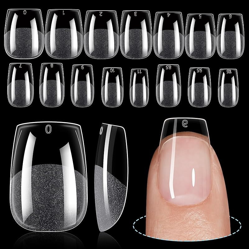 TOMICCA Medium Coffin Nail Tips, 240Pcs Half Matte Nail Tips, 15 Sizes ...