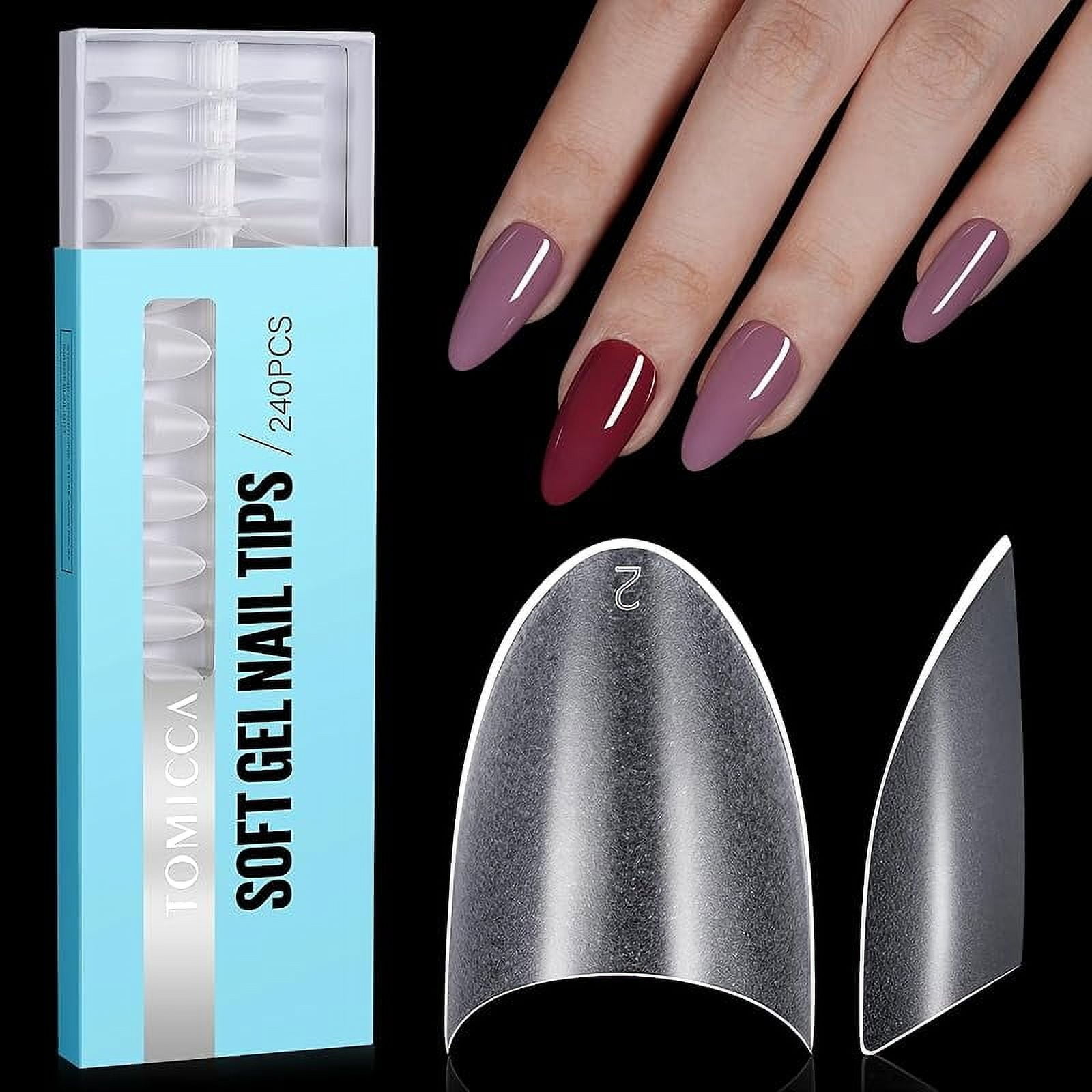 TOMICCA Short Almond Nail Tips, 504Pcs Full Matte Press on Half Cover ...