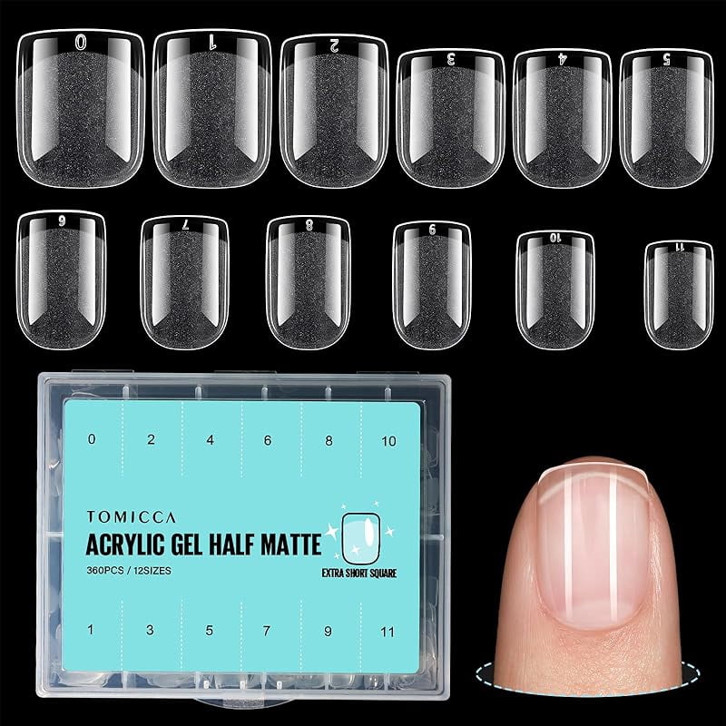 TOMICCA Short Nail Tips Extra Short Square Nail Tips, 192Pcs Fake Nails ...