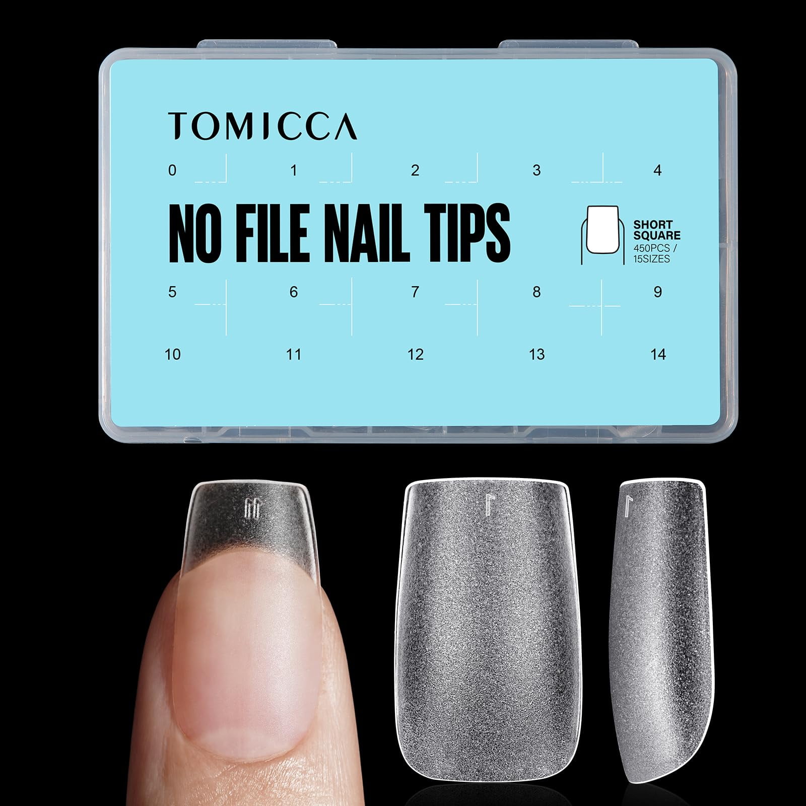 TOMICCA Short Square Fake Nail Tips 450Pcs Short Square Press-on Nails ...