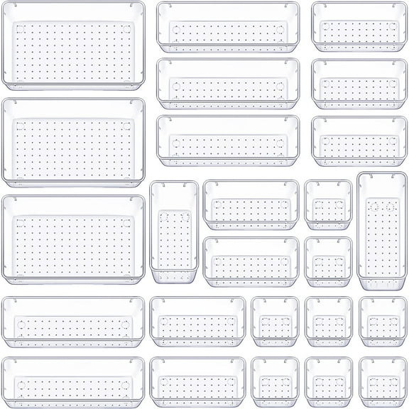 13-Piece Drawer Organizers with Non-Slip Silicone Pads, 5-Size Desk ...
