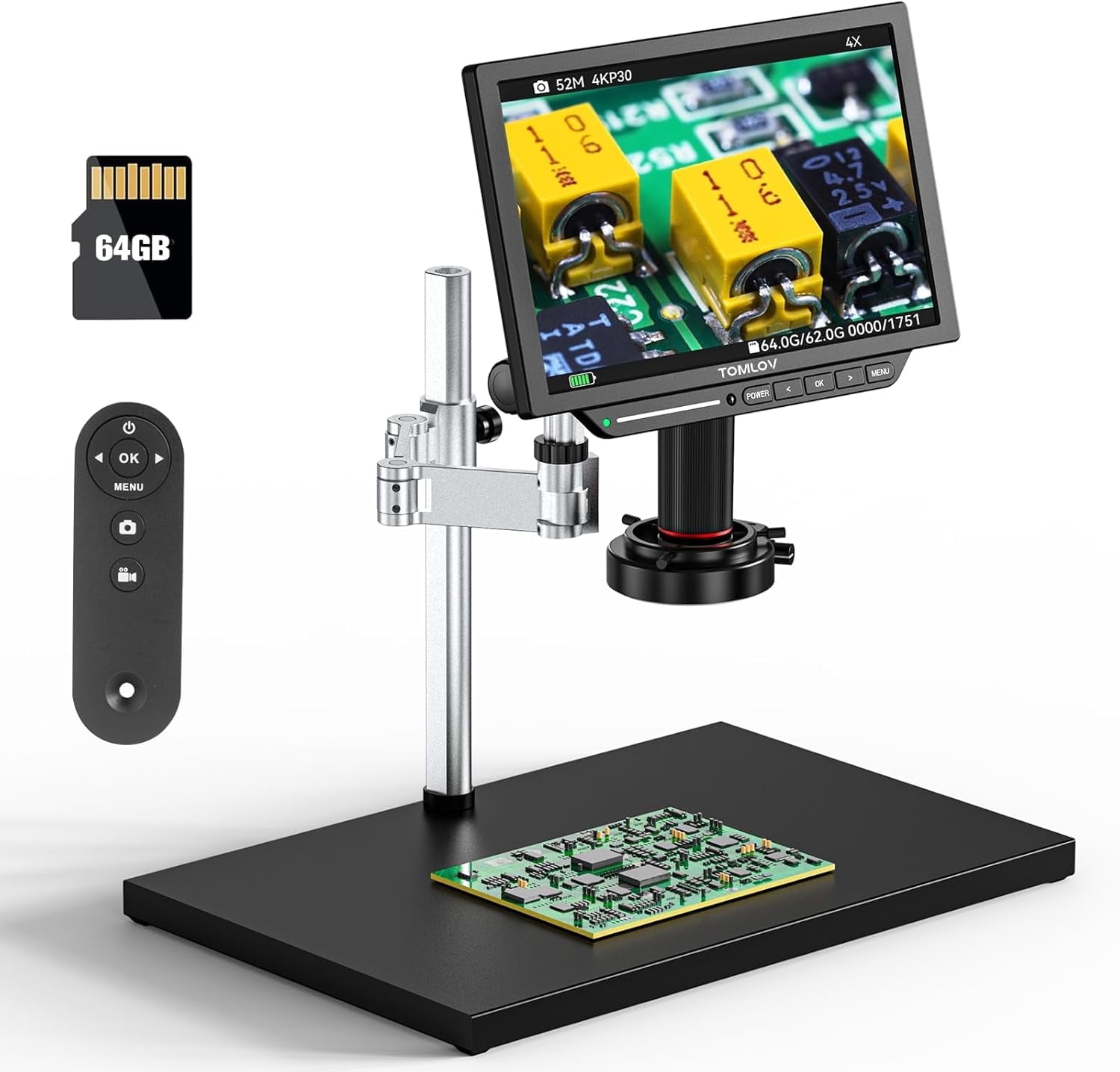 TOMLOV 10.1" HDMI Digital Microscope, 2000X Coin Microscope Magnifier ...