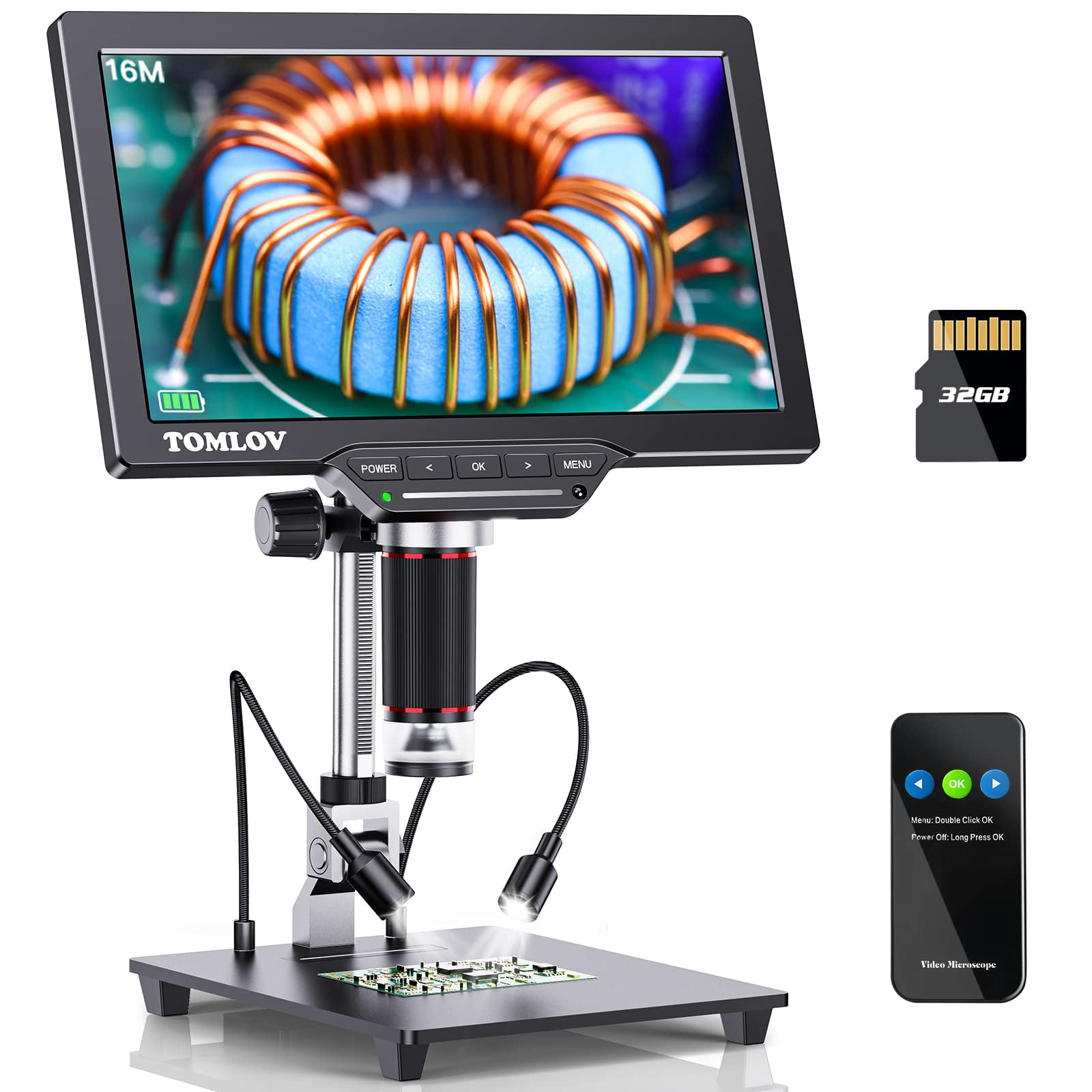 TOMLOV 10.1 Inch HDMI LCD Digital Microscope DM202, 16MP Coin ...