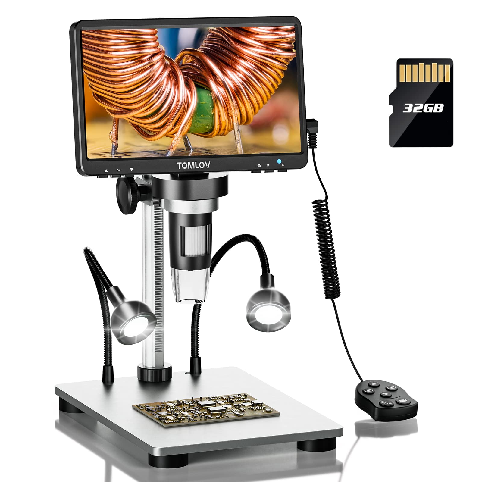 TOMLOV 7" 1200X Coin Microscope, 12MP USB Digital Microscope with 10 ...