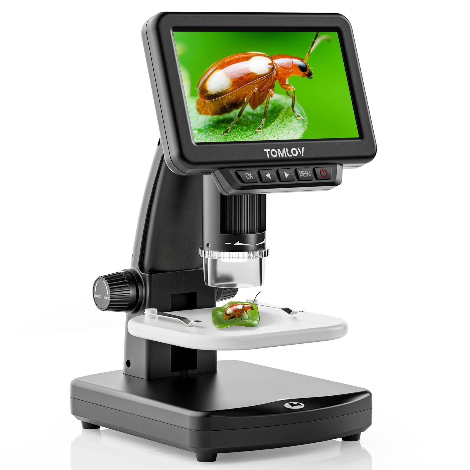 TOMLOV Coin Microscope with 5" IPS Screen, Handheld Digital Microscope ...