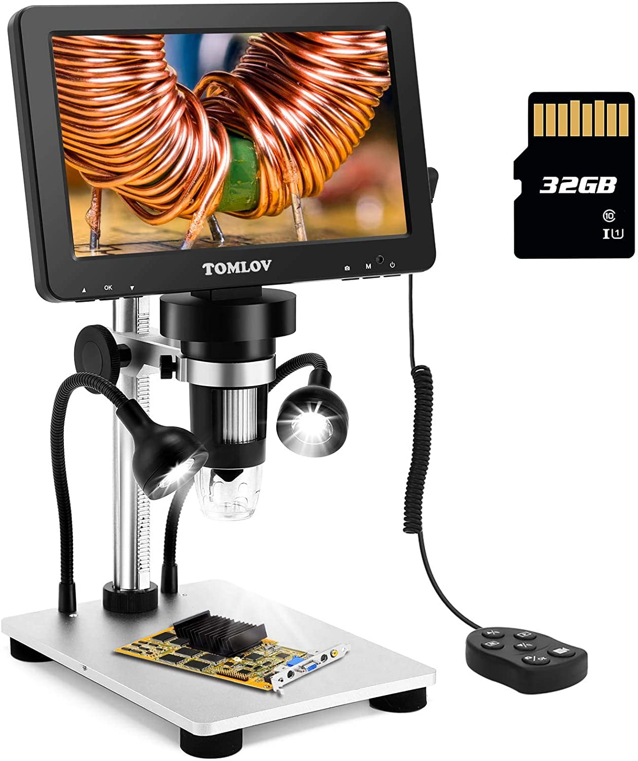 "TOMLOV DM9 7"" LCD Digital Microscope 1200X, 1080P with 32GB SD Card ...