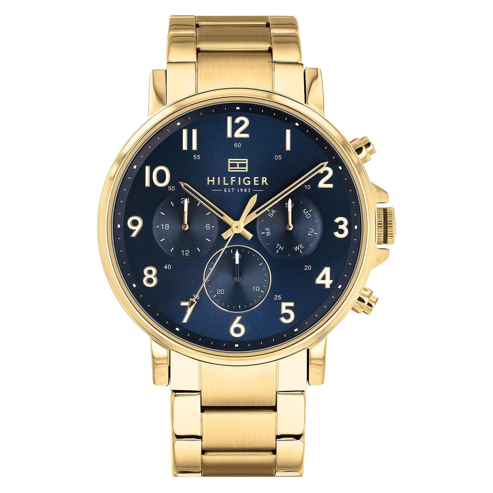 TOMMY HILFIGER 1710384 DANIEL BLUE DIAL GOLD BRACELET CHRONOGRAPH MENS ...