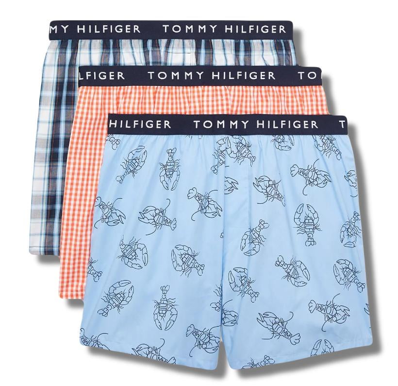 TOMMY HILFIGER MEN X3 - 243 FOSSIL CTE SMALL - 3 PACK SLIM WOVEN BOXER ...