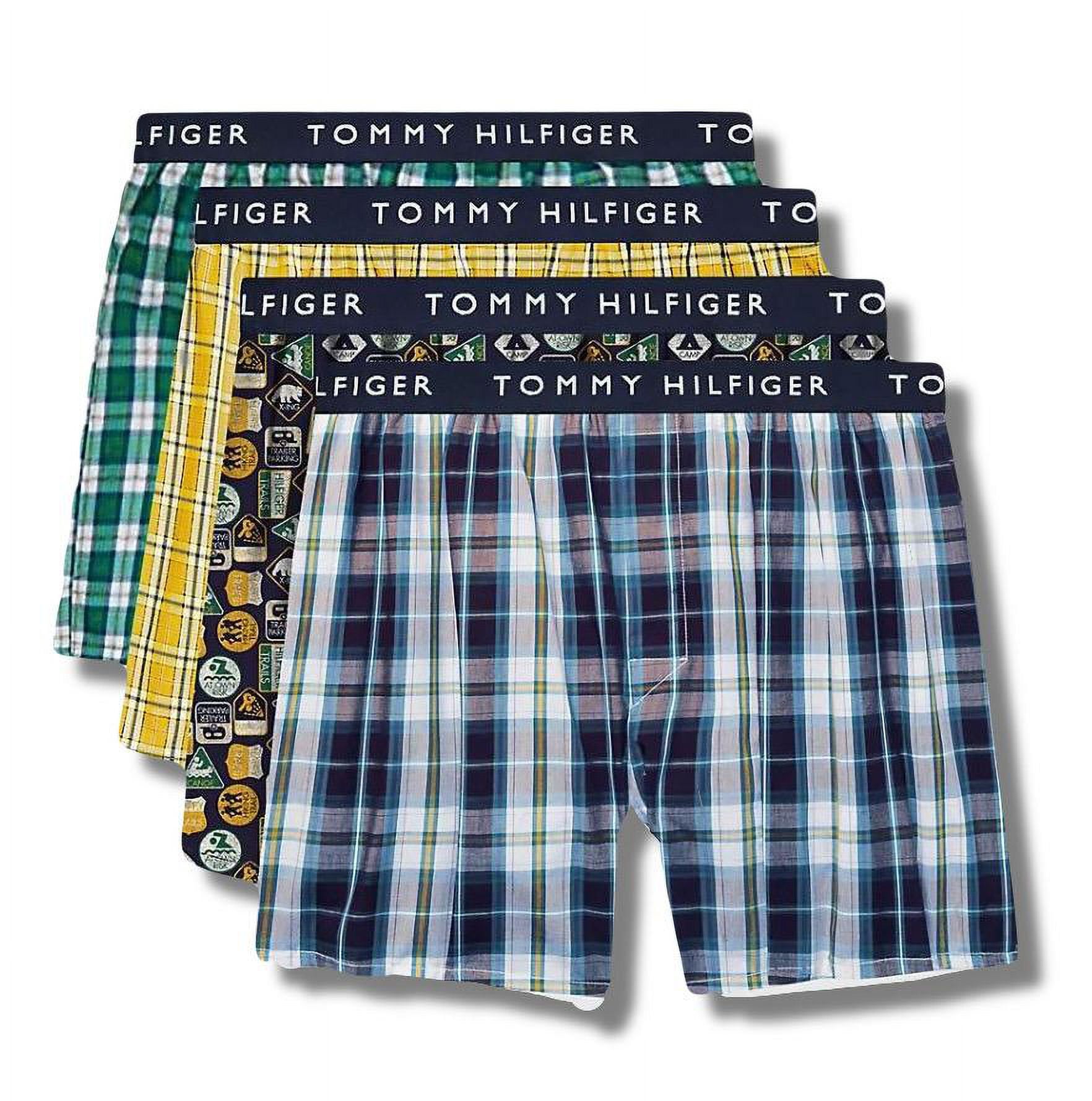 TOMMY HILFIGER MEN X4 - 223 REY YELLOW XLARGE - 4 PACK FIT WOVEN BOXER ...