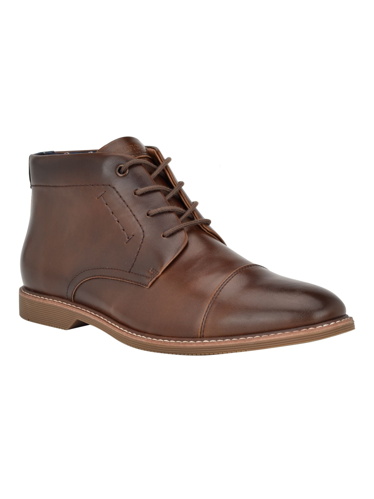 TOMMY HILFIGER Mens Brown Heel Pull-Tab Cushioned Rawstin Cap Toe Lace ...