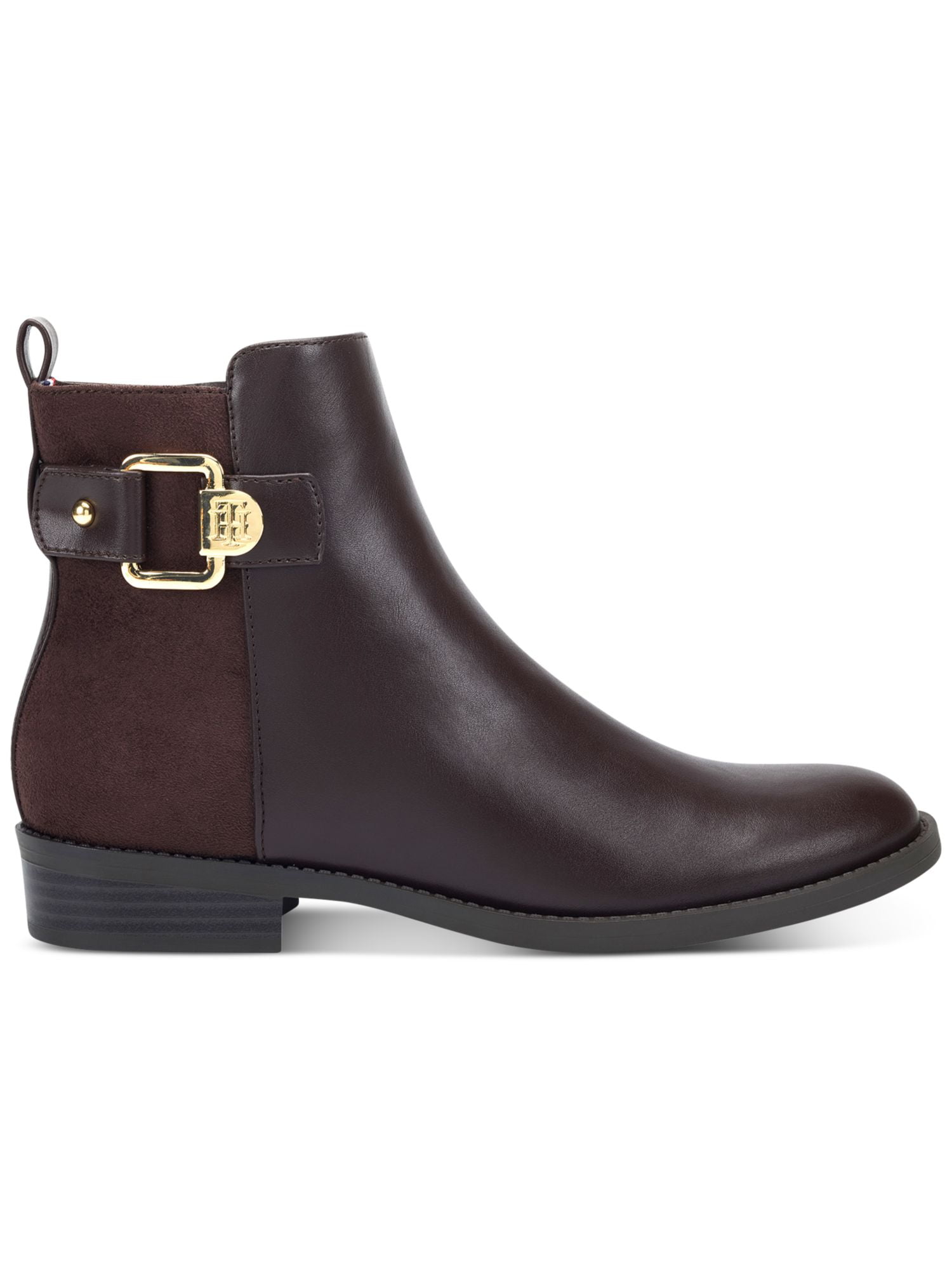 TOMMY HILFIGER Womens Brown Mixed Media Hardware Trim At Ankle Heel Tab ...