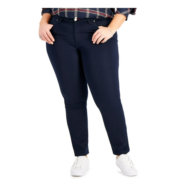 Tommy Hilfiger Womens Navy Stretch Zippered Pocketed Ankle Skinny Jeans
