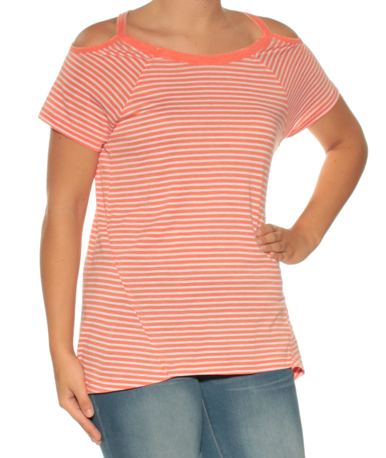 TOMMY HILFIGER Womens New 1861 Orange Striped Top M Petites B+B ...