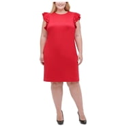 TOMMY HILFIGER Womens Red Ruched Zippered Color Block Long Sleeve V ...