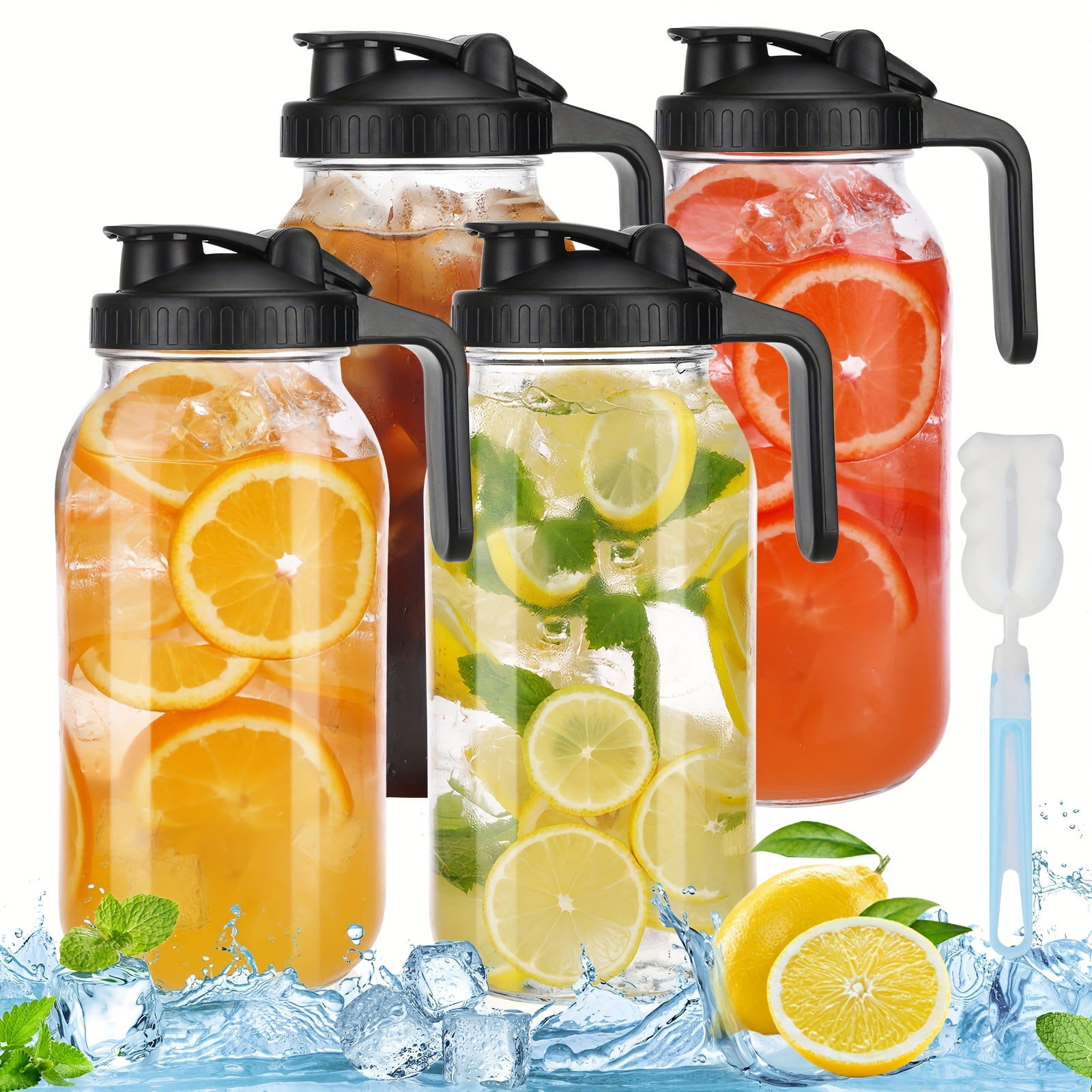 TOMNK 2/3/4pcs 64oz Glass Sun Tea Jar - Half Gallon Pitcher with ...