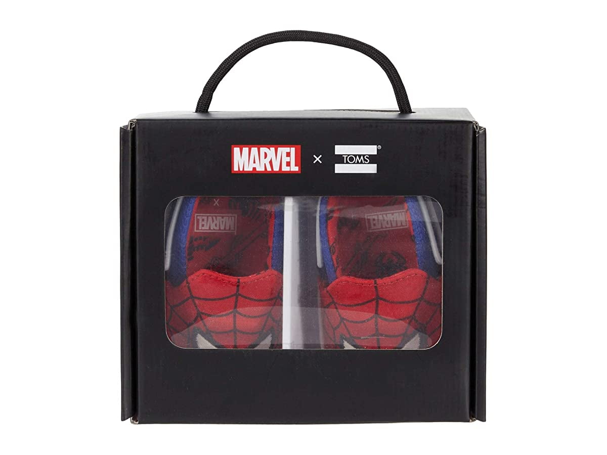 TOMS Kids Lima (Infant/Toddler) Red Marvel Spider Man Face Print ...