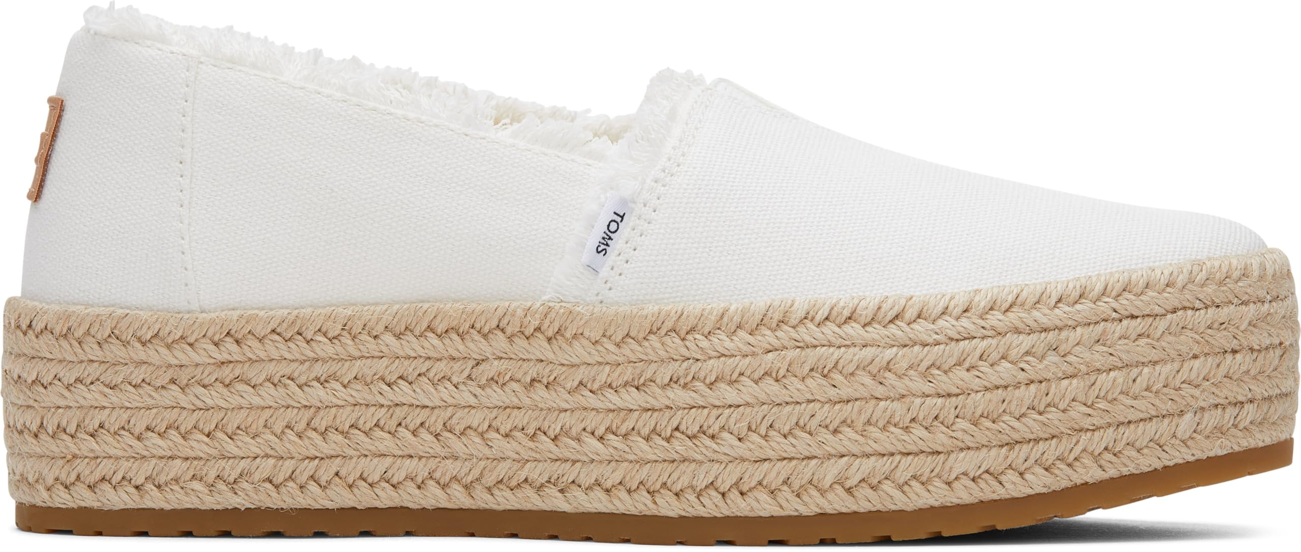 TOMS Womens' Valencia Canvas Platform Espadrille Flats, White, 6 ...