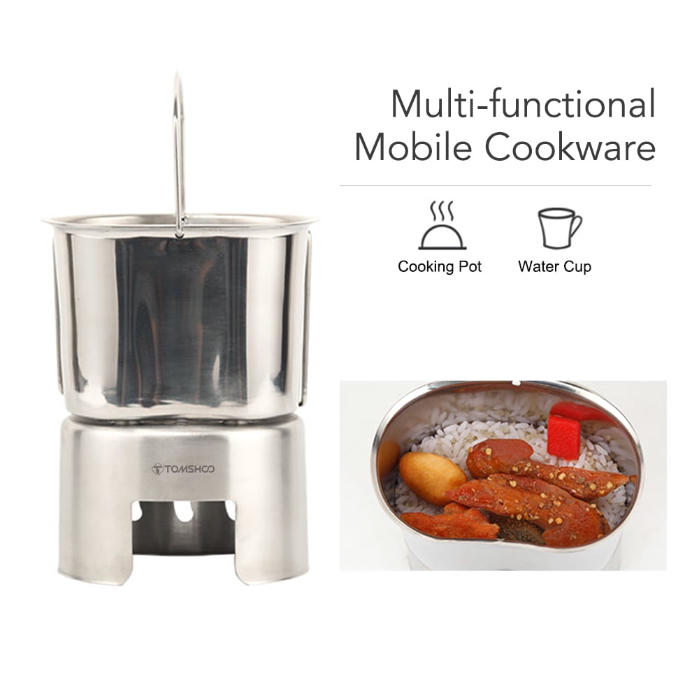 TOMSHOO Canteen Cup Stand Stainless Steel Wood Burning Stove for ...