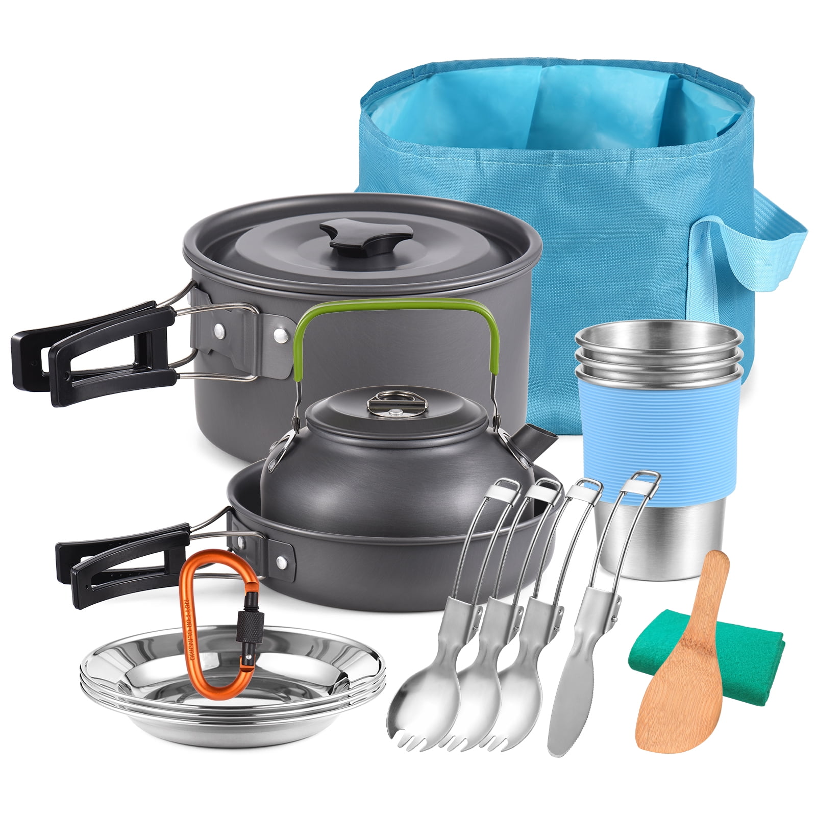 TOMSHOO Kitchen ware,22pcs Pan Set Outdoor Cookware Mess Kit Pot Pan ...