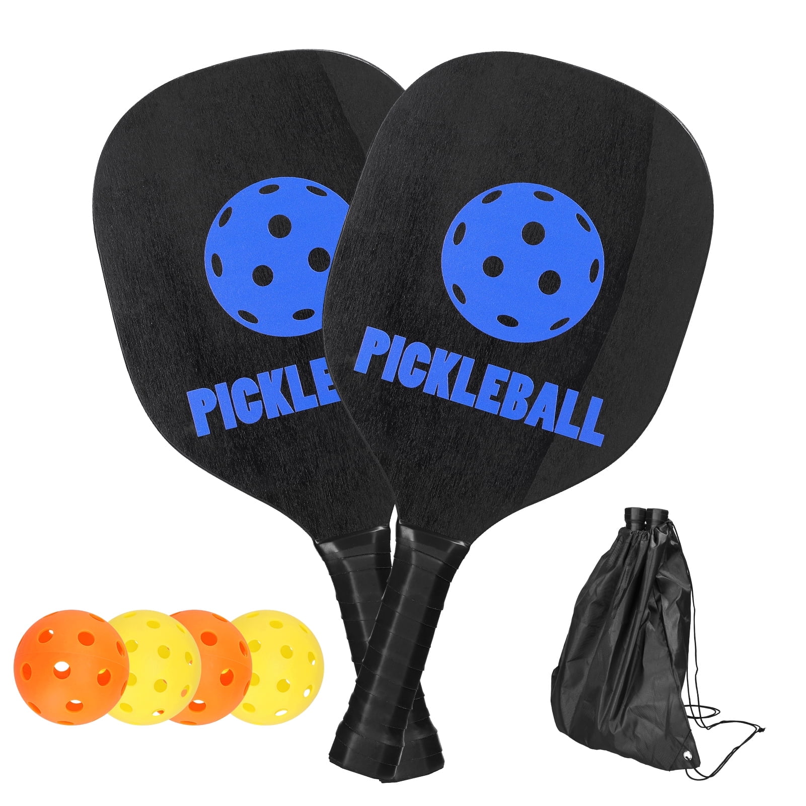 TOMSHOO Pickleball Paddle Set - 2 High-Quality Wooden Rackets, 4 Balls ...
