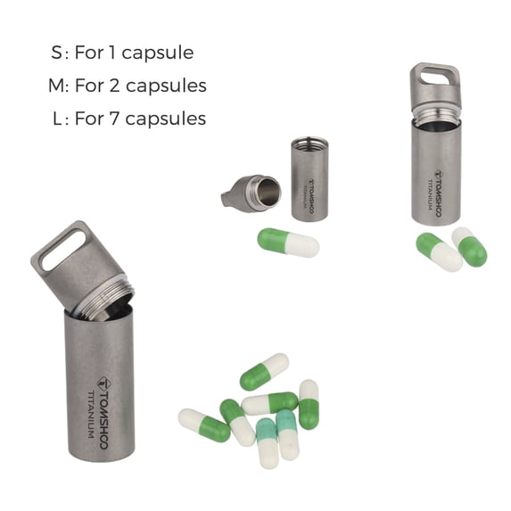 Case TOMSHOO Titanium Pill Case Waterproof Mini Pill Holder Pocket Pill ...
