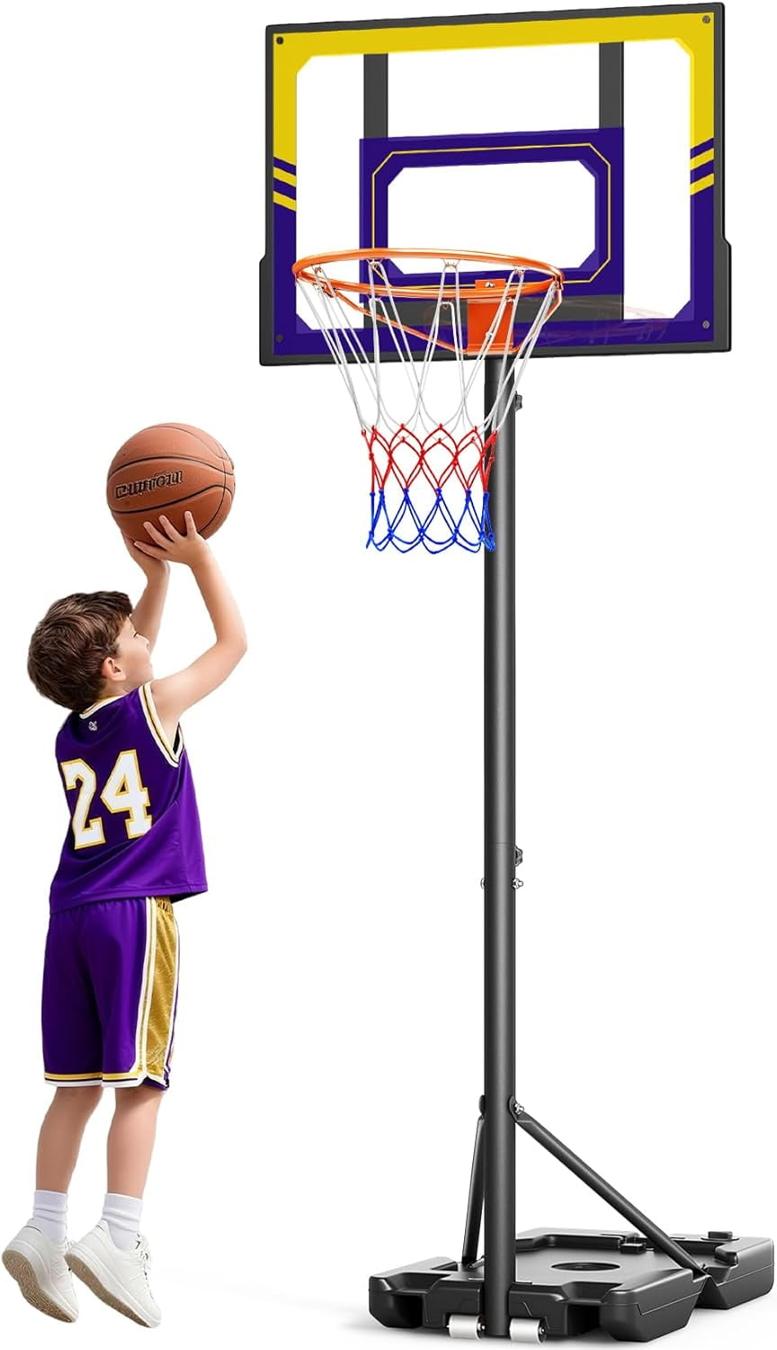 TONBUX Kids Basketball Hoop Outdoor, 3.5-7ft Stepless Adjustable Height ...