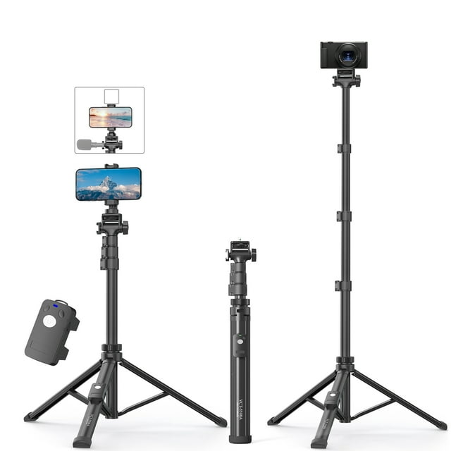 TONEOF 61" Phone Tripod Selfie Stick with Remote, Camera Travel Tripod ...