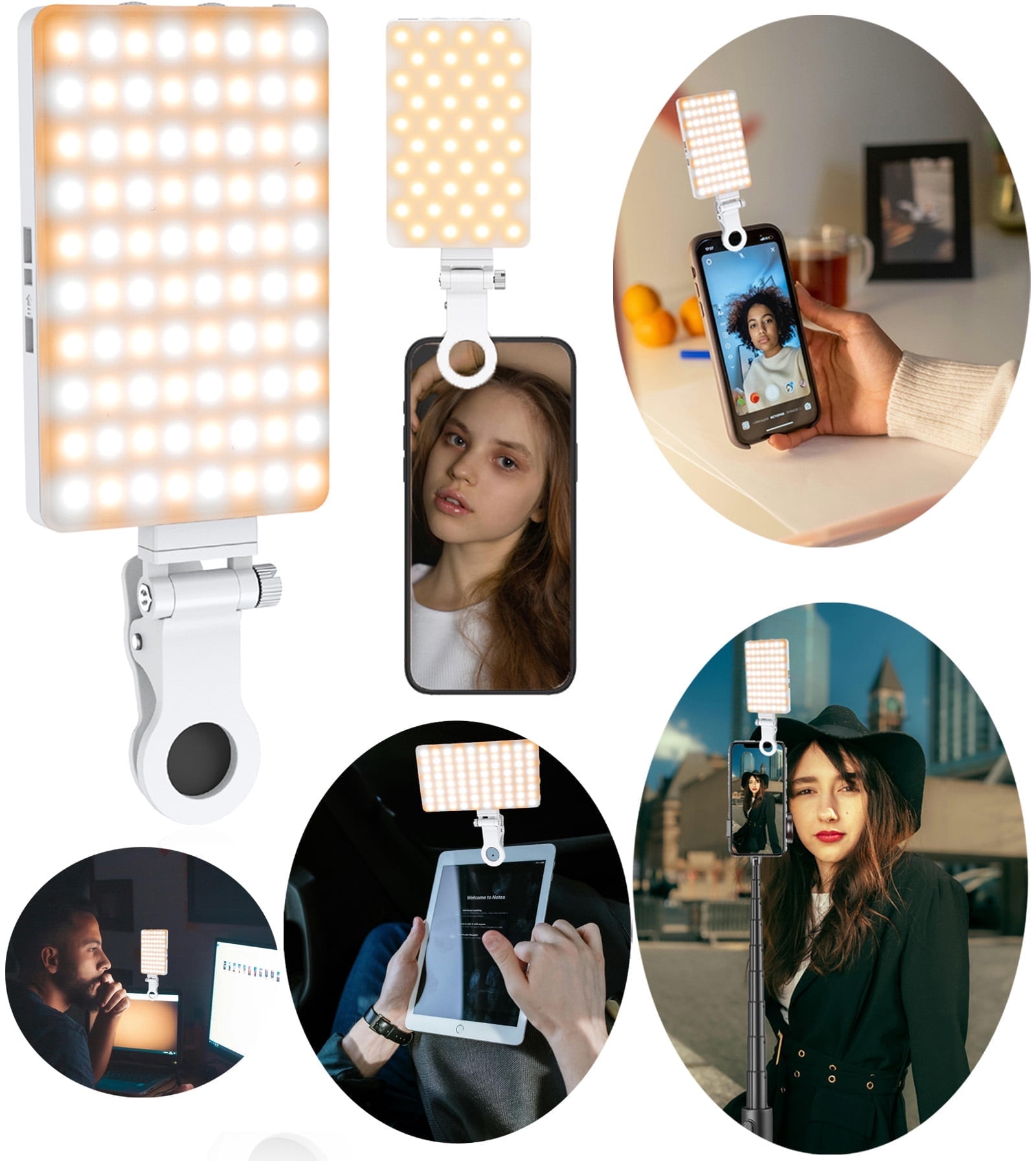 TONEOF Phone Selfie Light Rechargeable, 3 Modes Adjustable 80 Led Light ...