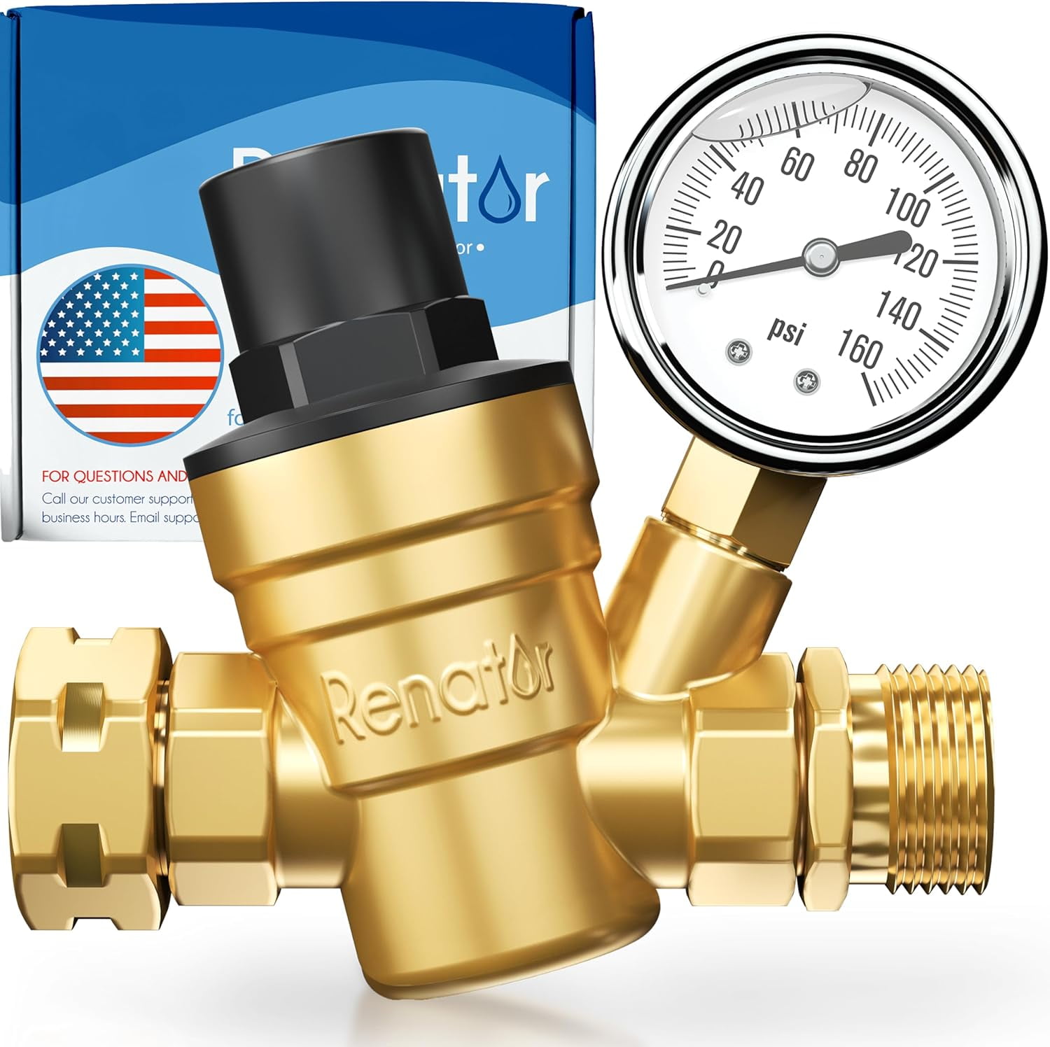 TONGAO Brass Lead-Free Adjustable RV Water Pressure Regulator with ...