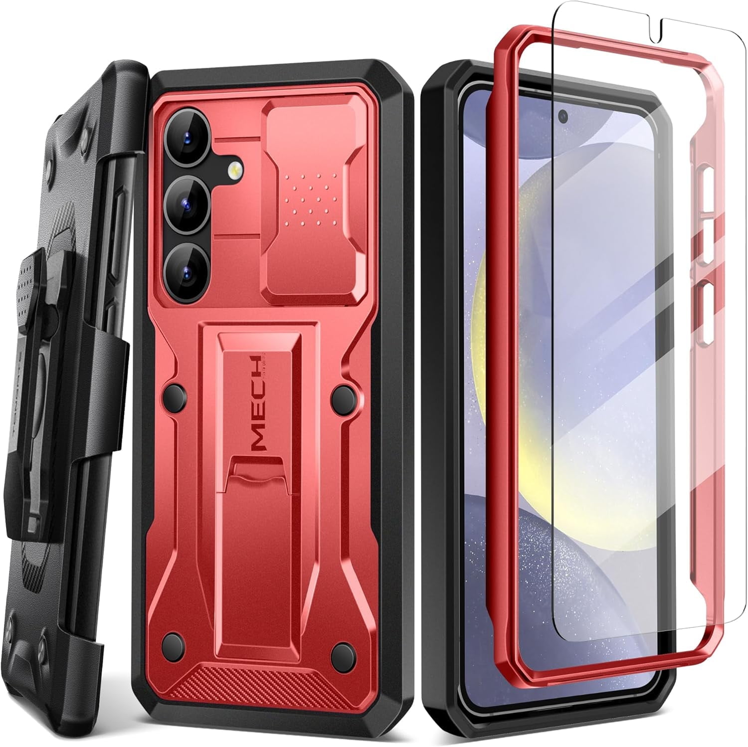 Tongate Hard Shell Rugged Case for Samsung Galaxy S24, Red, New ...