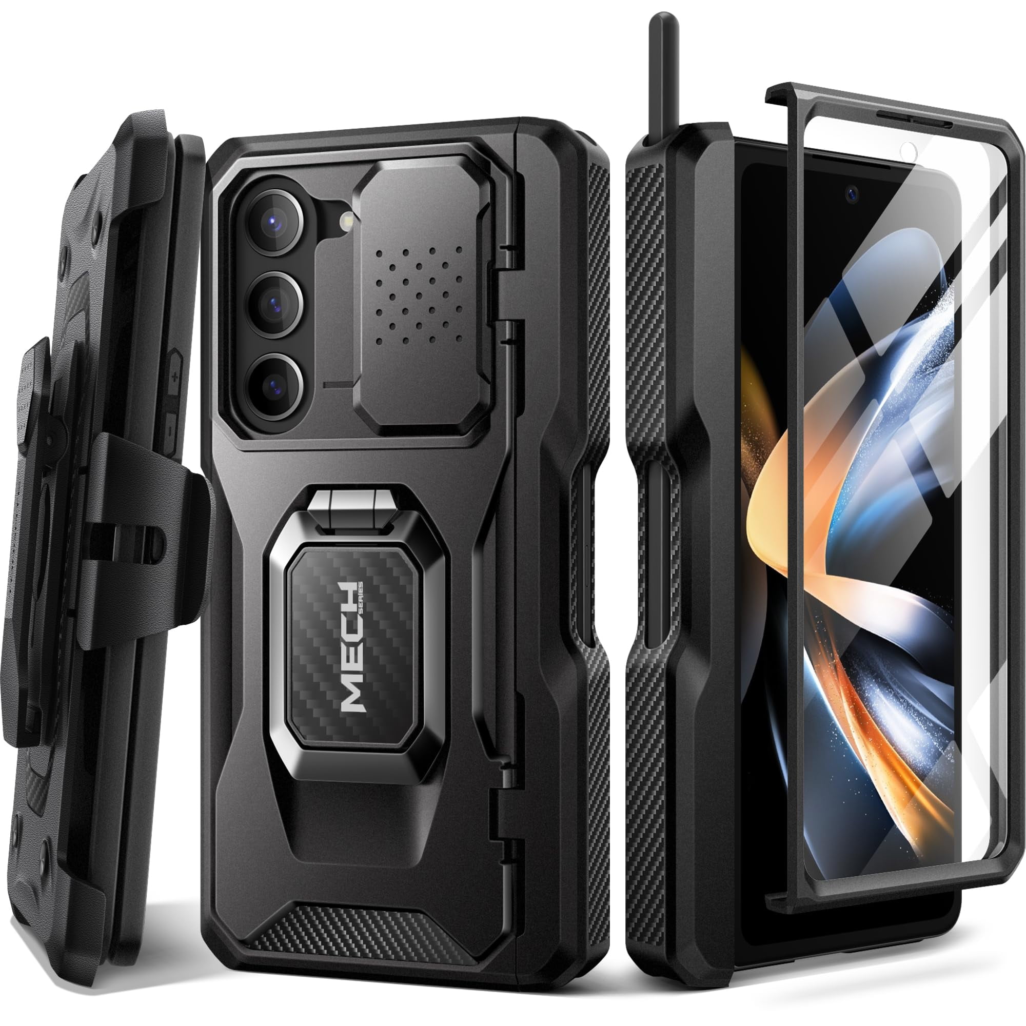 TONGATE Armor Case for Samsung Galaxy Z Fold 5 with Stand, S Pen Holder, Hinge Protection, and ...