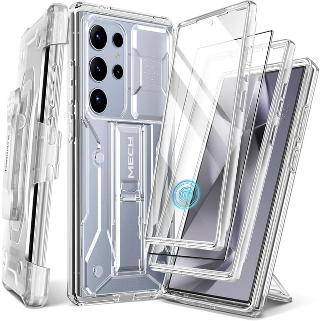 TONGATE Compatible with Samsung Galaxy S24 Ultra Case,Rugged Belt-Clip & Kickstand Case，Clear ...
