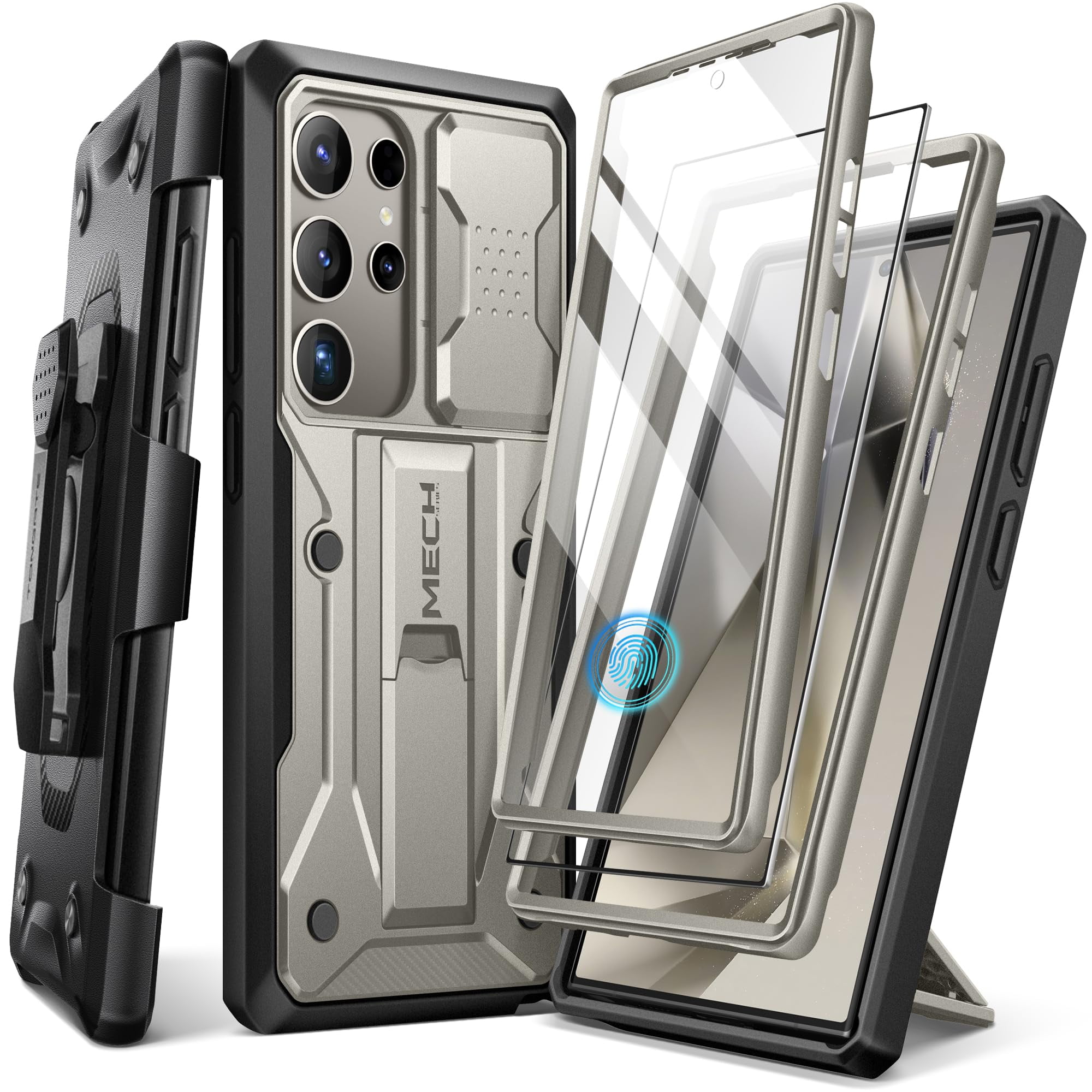 TONGATE for Samsung Galaxy S24U Case with[2 Front Frames] [Belt-Clip ...