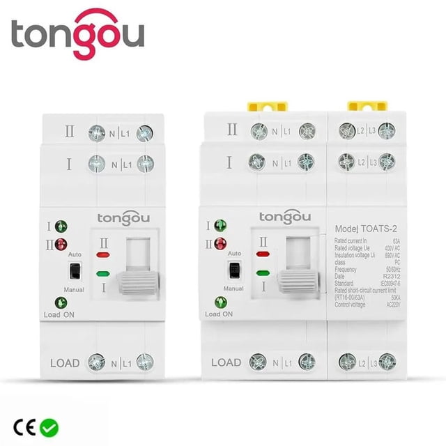 TONGOU Din Rail 2P 4P ATS Dual Power Automatic Transfer Switch ...